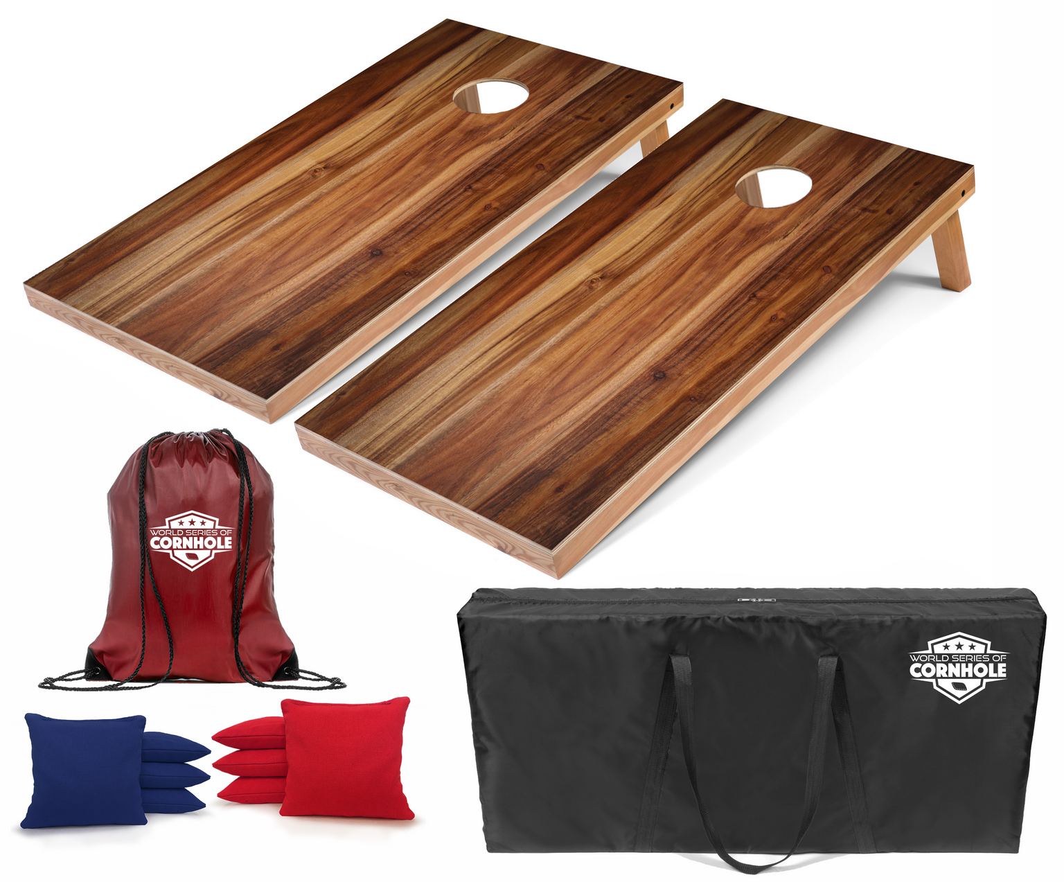World Series of Cornhole Boards 100's of Designs Complete Cornhole Set